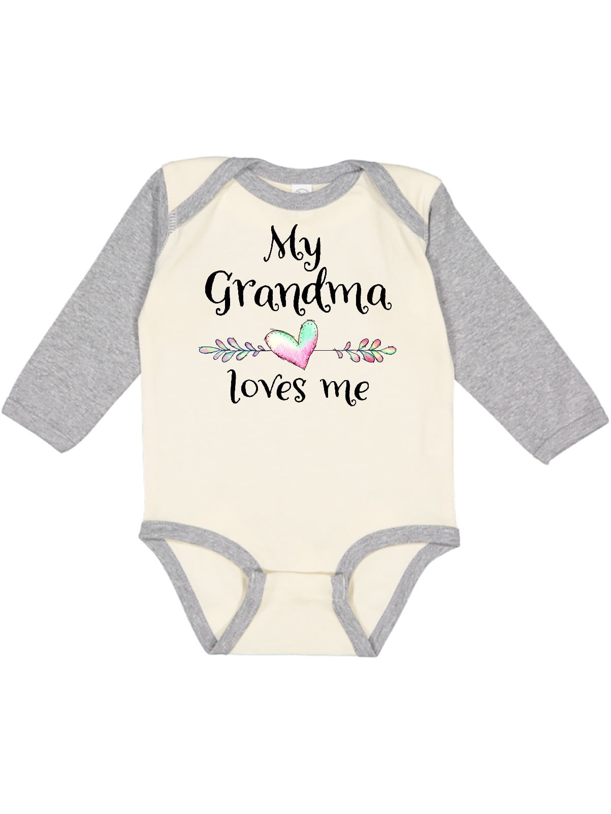 Inktastic My Grandma Loves Me- Heart Grandchild Boys or Girls Long Sleeve Baby Bodysuit ...
