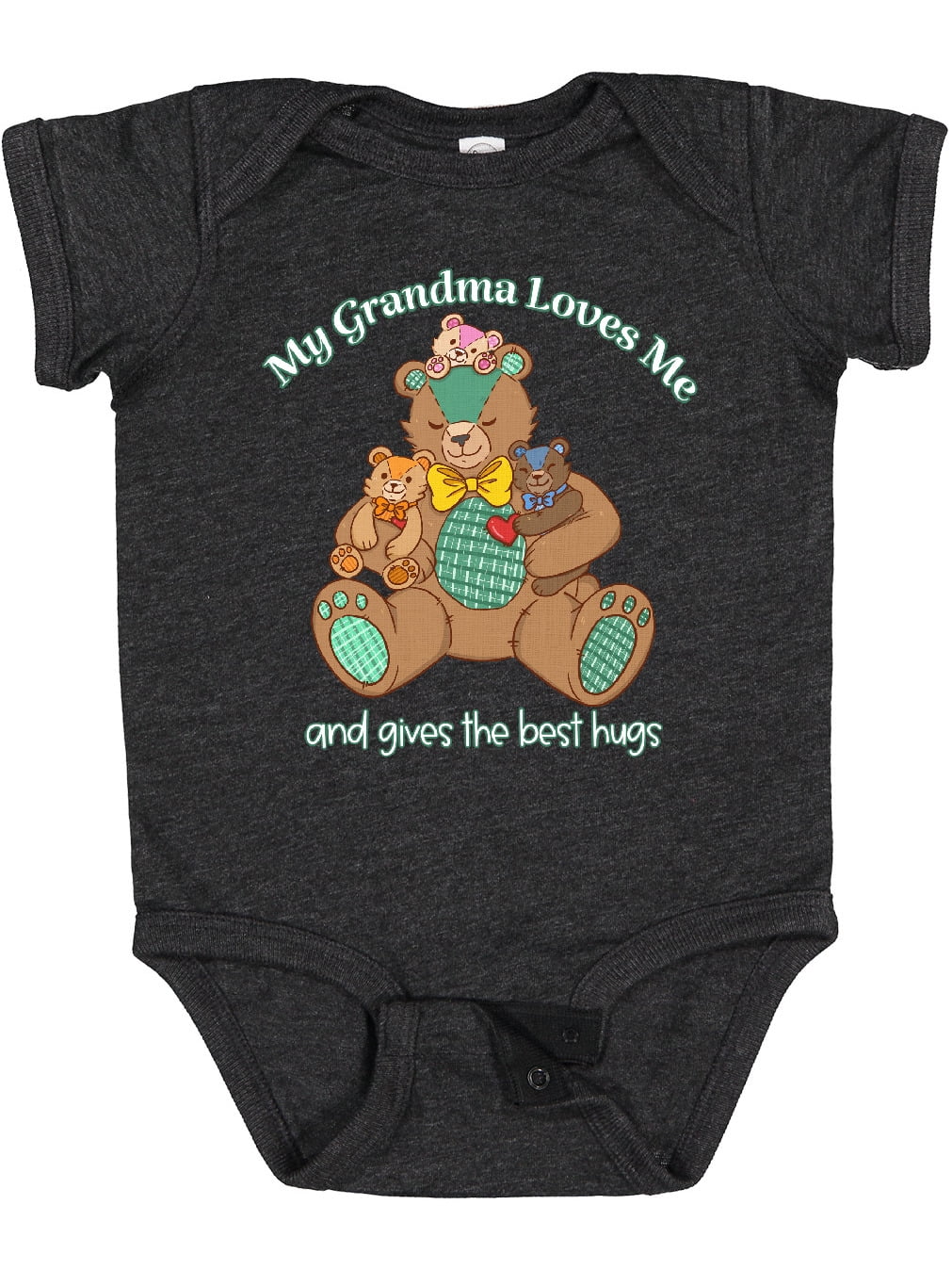 Inktastic My Grandma Loves Me and Gives the Best Hugs Teddy Bear Boys or Girls Baby Bodysuit ...