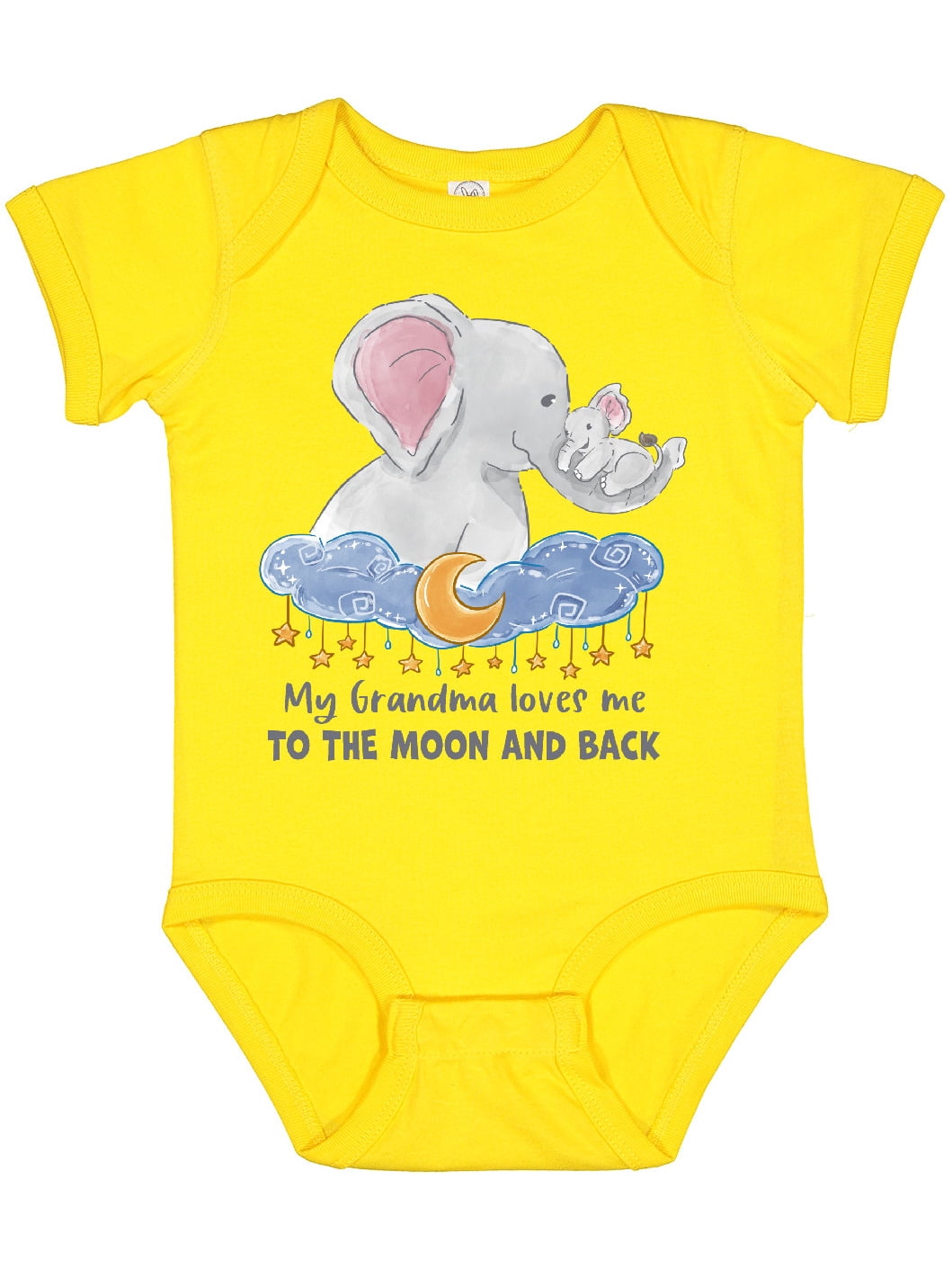 Inktastic My Grandma Loves Me to the Moon and Back Elephant Family Boys or Girls Baby Bodysuit ...