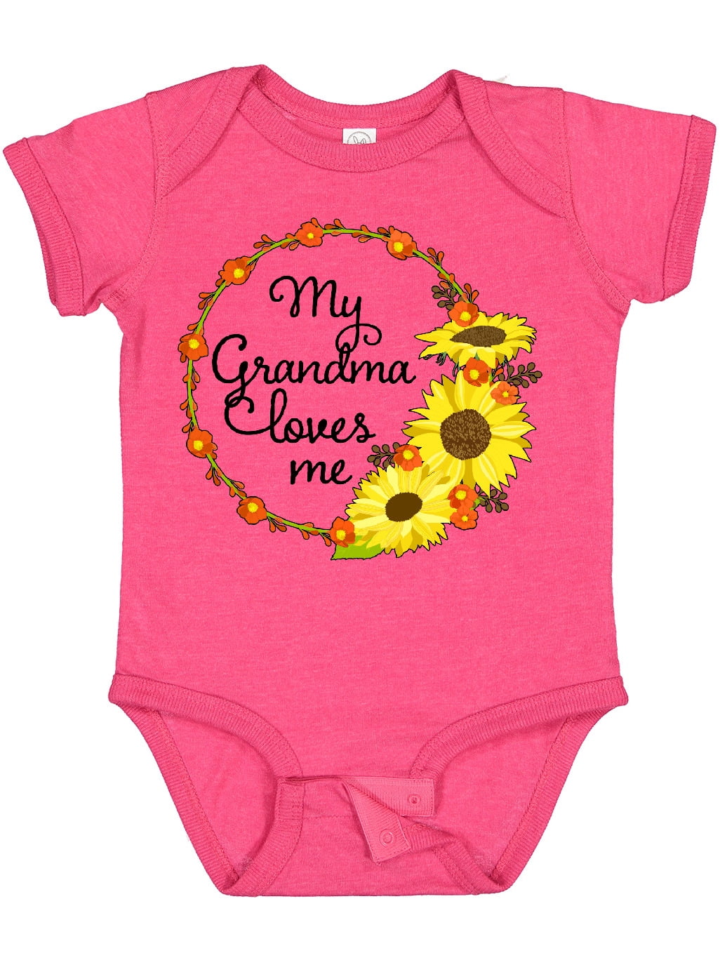 Inktastic My Grandma Loves Me with Sunflower Wreath Boys or Girls Baby Bodysuit - Walmart.com