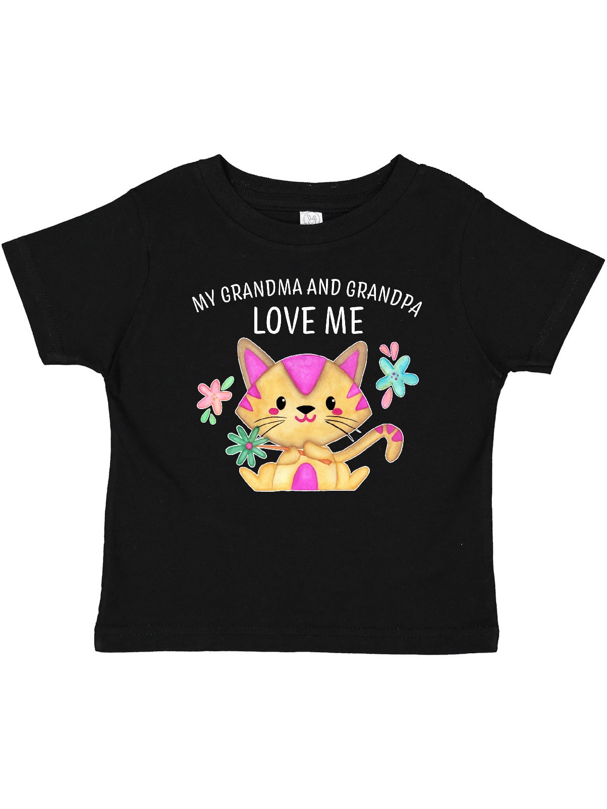 Inktastic My Grandma and Grandpa Love Me with Cute Kitten and Flowers Boys or Girls Baby T-Shirt ...