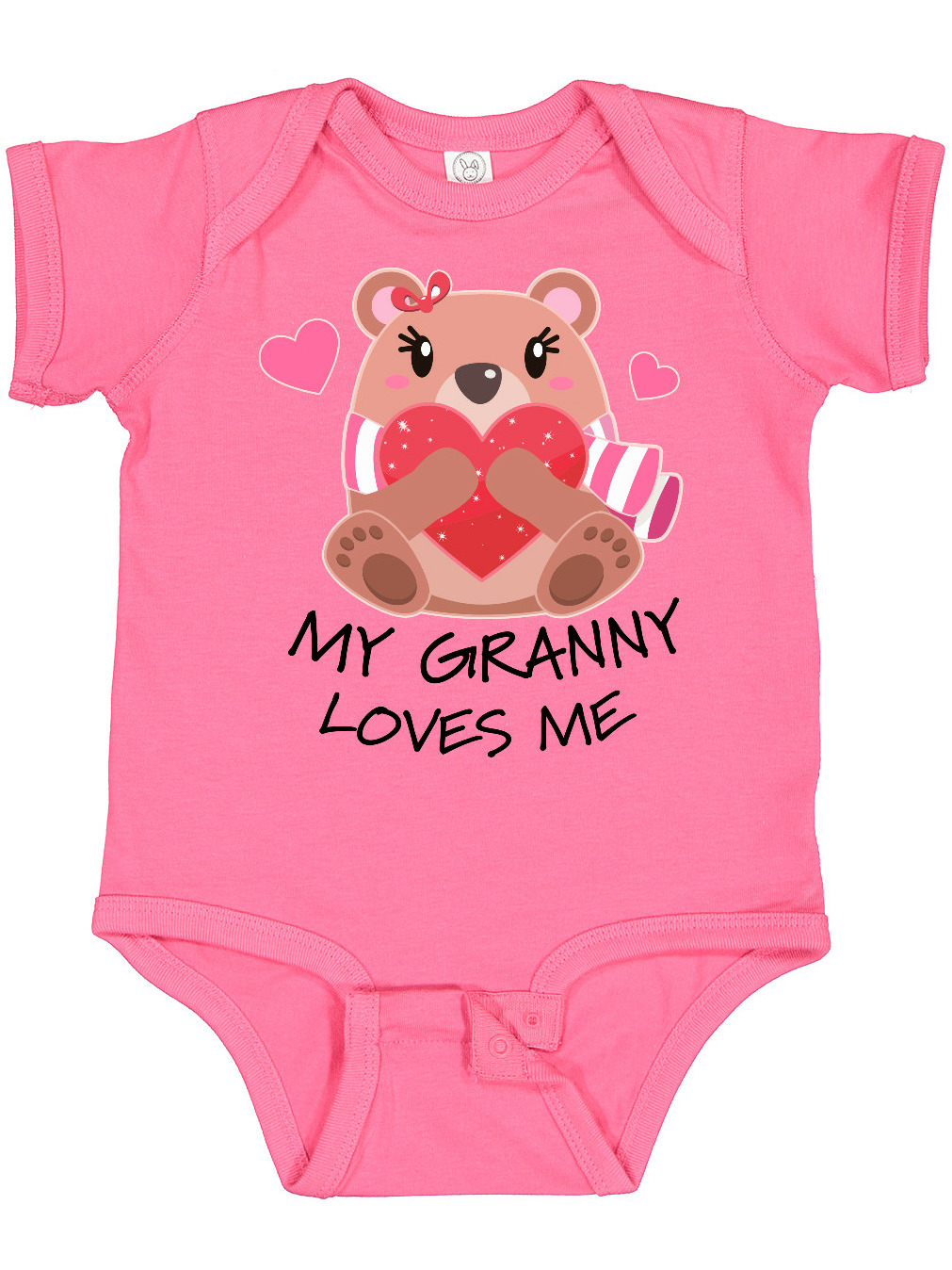 Inktastic My Granny Loves Me- Bear and Hearts Boys or Girls Baby Bodysuit - Walmart.com