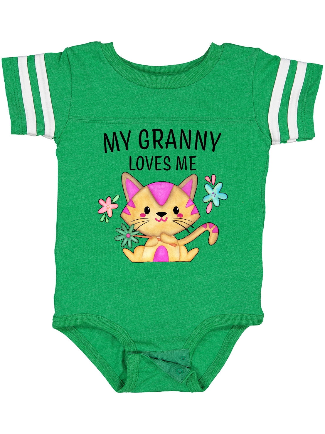 Inktastic My Granny Loves Me with Cute Kitten and Flowers Boys or Girls Baby Bodysuit - Walmart.com