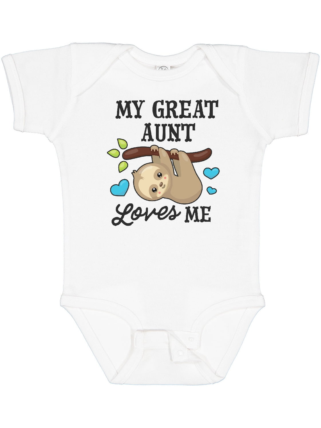 Inktastic My Great Aunt Loves Me with Sloth and Hearts Boys or Girls Baby Bodysuit - Walmart.com