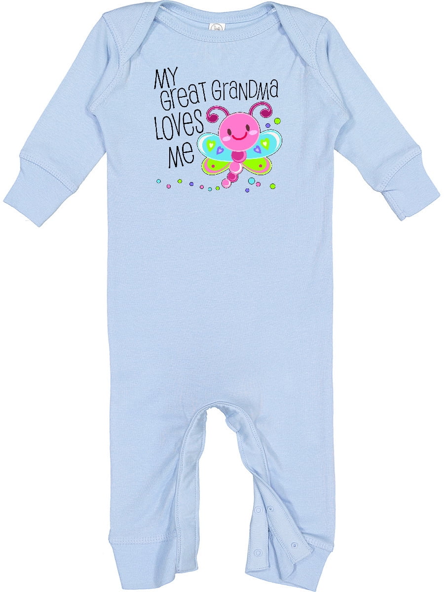 Inktastic My Great Grandma Loves Me Cute Dragonfly Baby Romper ...