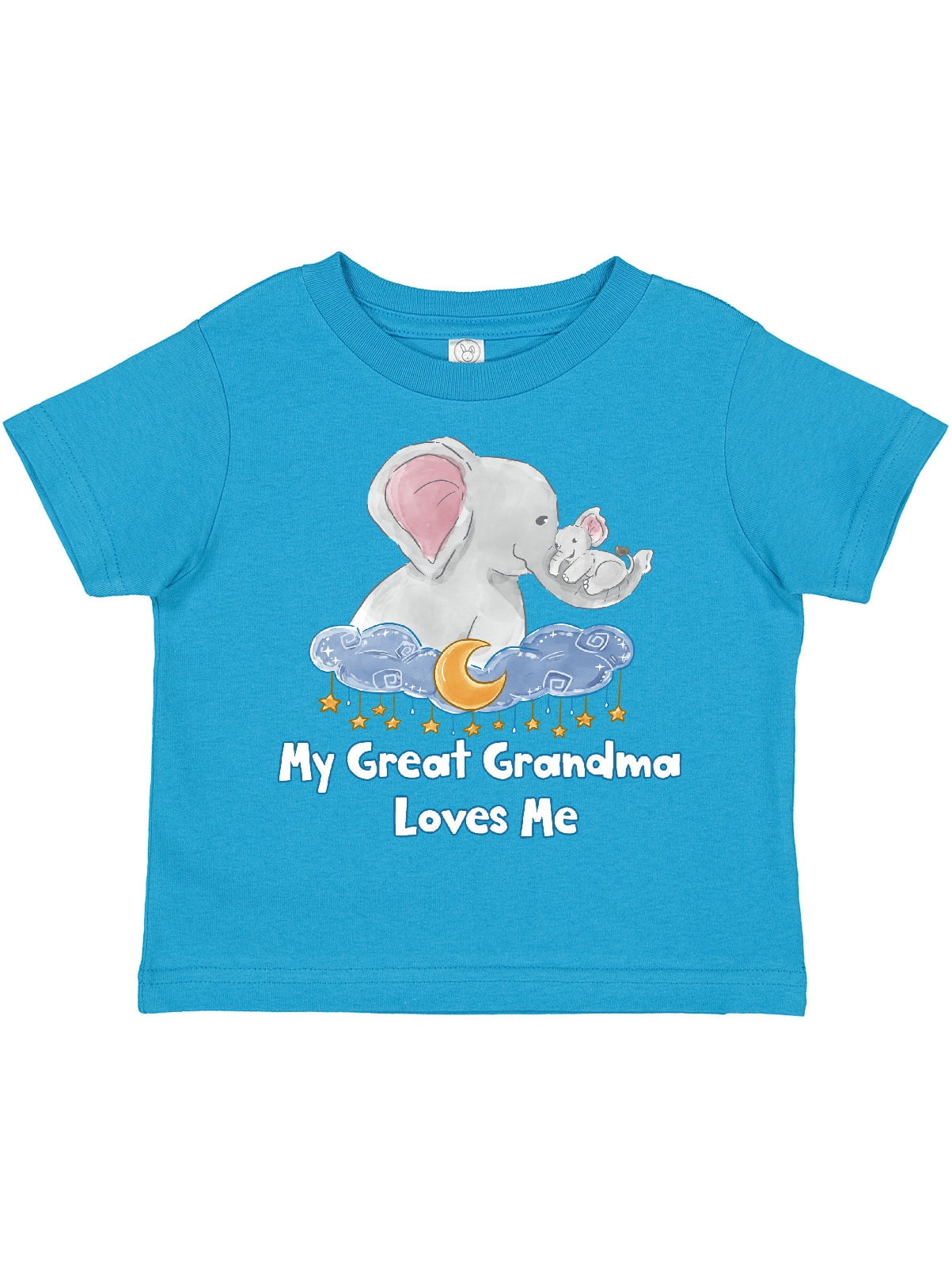 Inktastic My Great Grandma Loves Me Cute Elephants Clouds Moon Stars Boys or Girls Toddler T ...