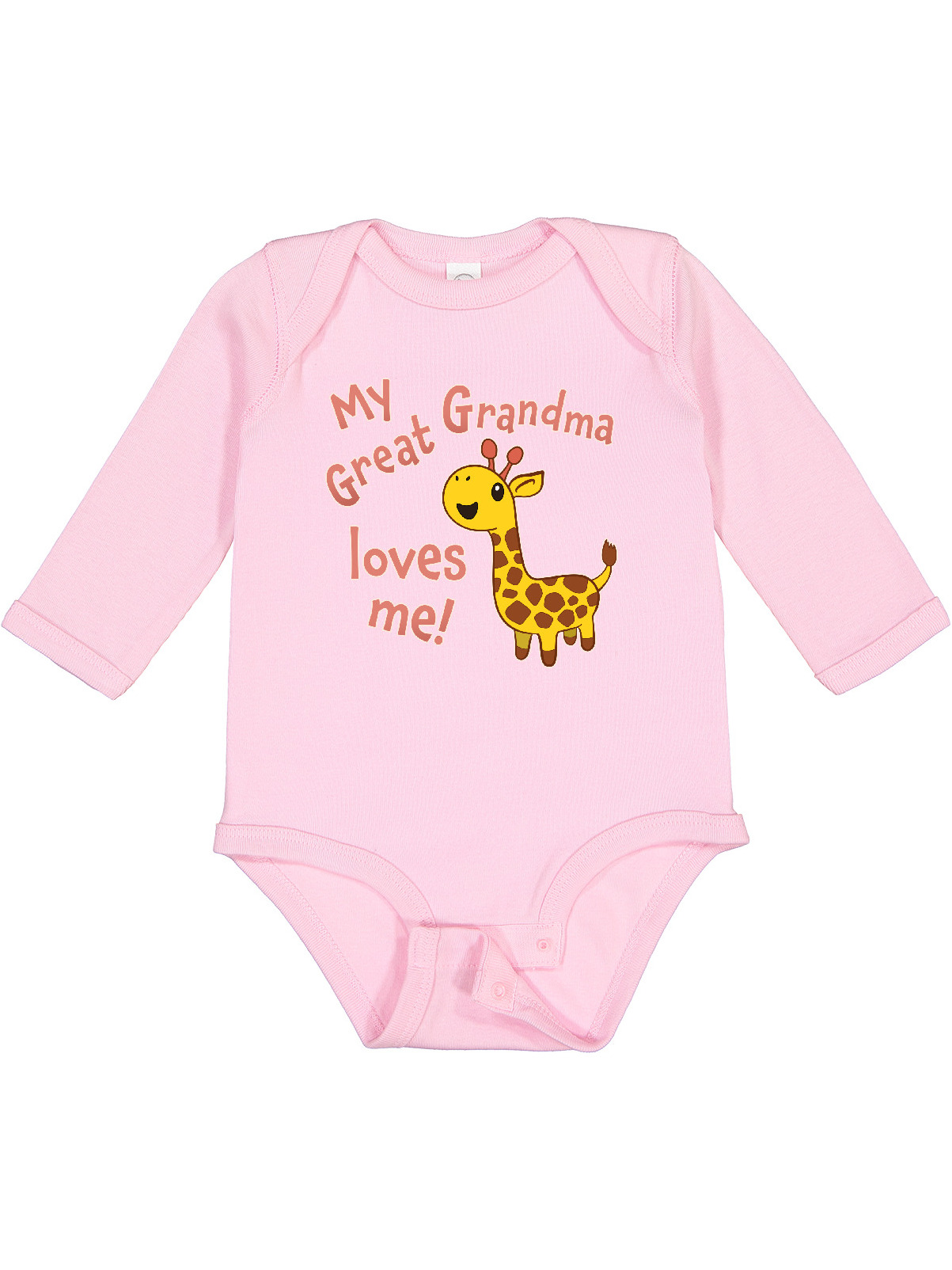 Inktastic My Great Grandma Loves Me- Cute Giraffe Boys or Girls Long Sleeve Baby Bodysuit ...