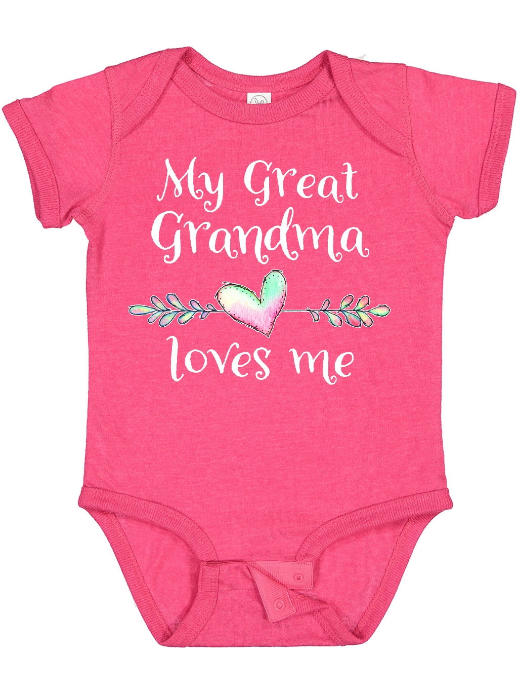 Inktastic My Great Grandma Loves Me- Heart Great Grandchild Boys or Girls Baby Bodysuit ...