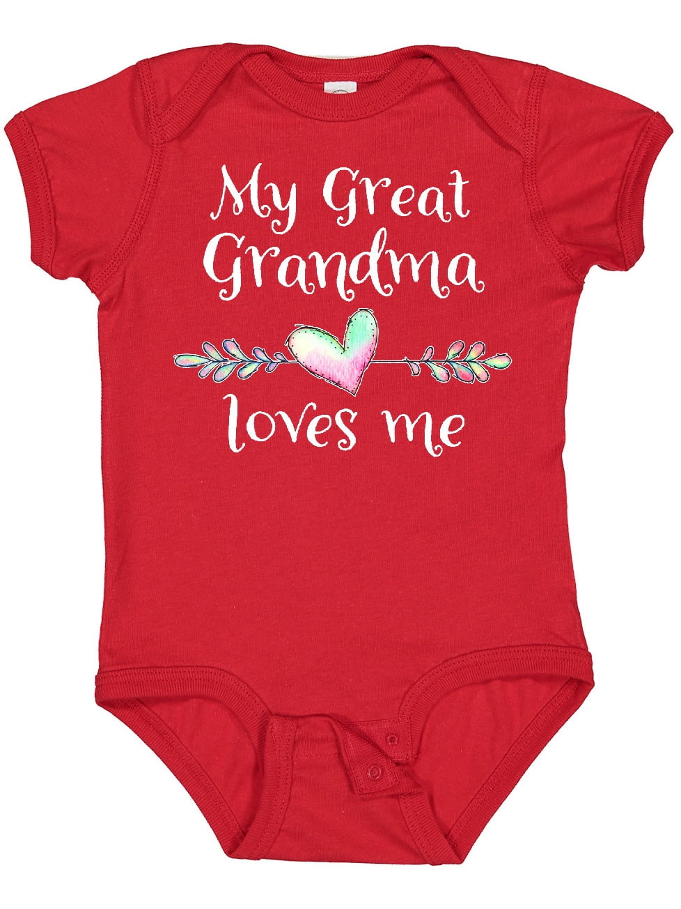 Inktastic My Great Grandma Loves Me- Heart Great Grandchild Boys or Girls Baby Bodysuit ...
