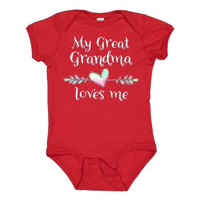 Inktastic My Great Grandma Loves Me- Heart Great Grandchild Boys or Girls Baby Bodysuit ...