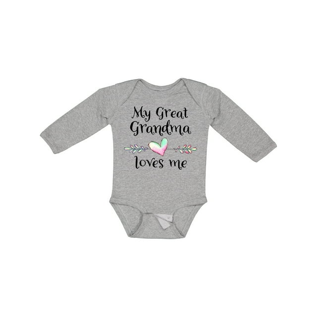 Inktastic My Great Grandma Loves Me- Heart Great Grandchild Boys or Girls Long Sleeve Baby ...