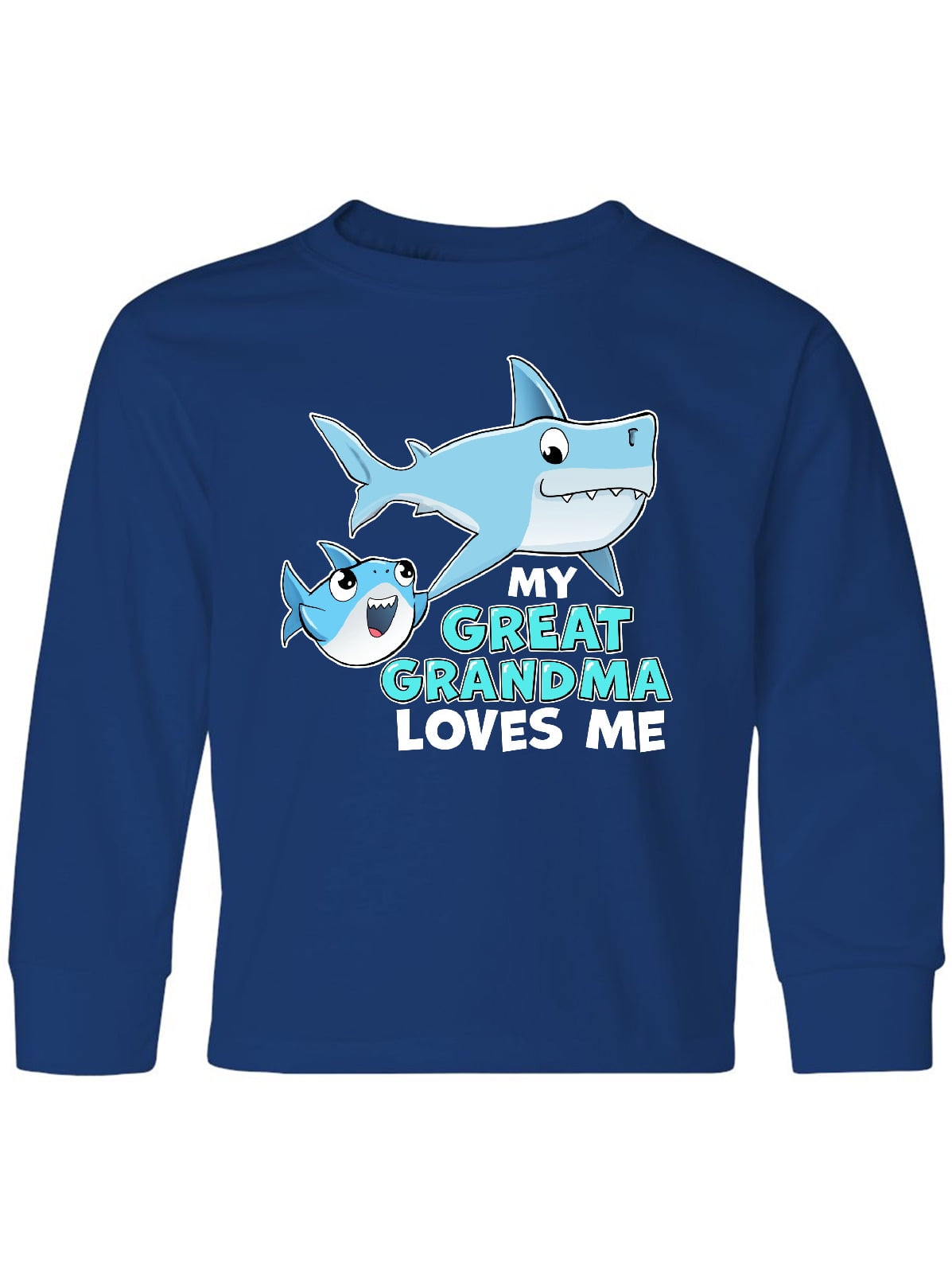 Inktastic My Great Grandma Loves Me with Cute Sharks Long Sleeve Youth T-Shirt - Walmart.com