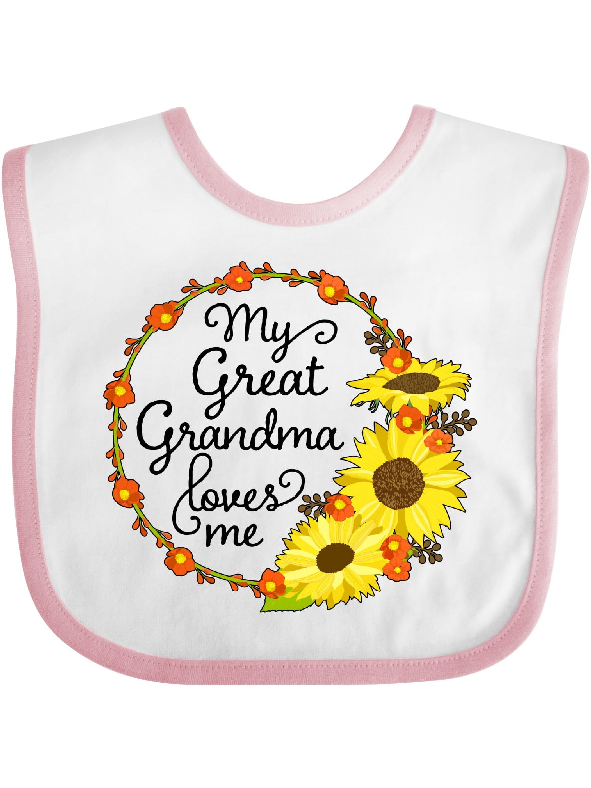 Inktastic My Great Grandma Loves Me with Sunflower Wreath Boys or Girls Baby Bib - Walmart.com