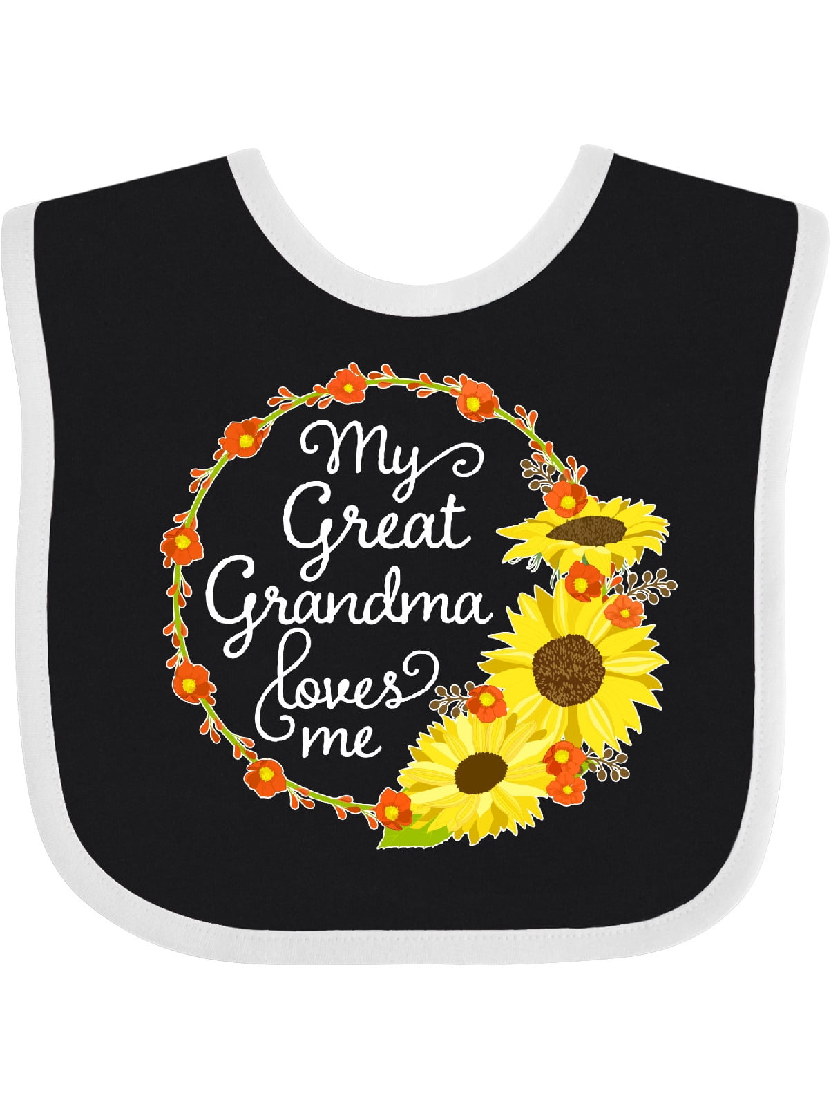 Inktastic My Great Grandma Loves Me with Sunflower Wreath Boys or Girls Baby Bib - Walmart.com