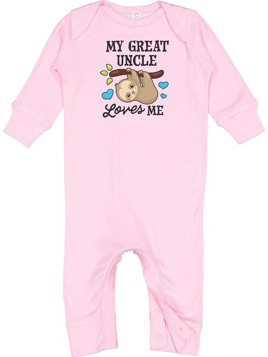 Inktastic My Great Uncle Loves Me with Sloth and Hearts Baby Romper ...