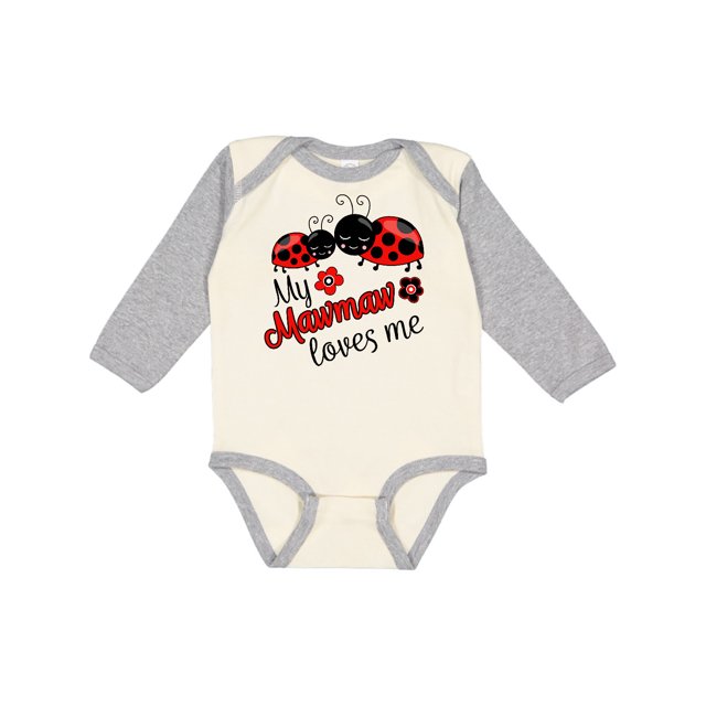Inktastic My Mawmaw Loves Me with Cute Ladybugs Boys or Girls Long Sleeve Baby Bodysuit ...