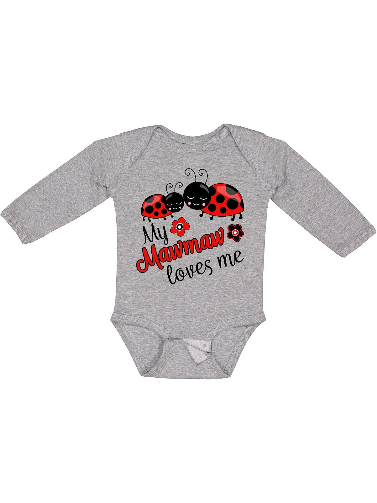 Inktastic My Mawmaw Loves Me with Cute Ladybugs Boys or Girls Long Sleeve Baby Bodysuit ...