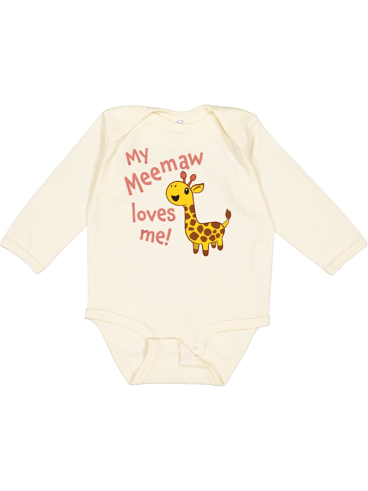 Inktastic My Meemaw Loves Me- Cute Giraffe Boys or Girls Long Sleeve Baby Bodysuit - Walmart.com