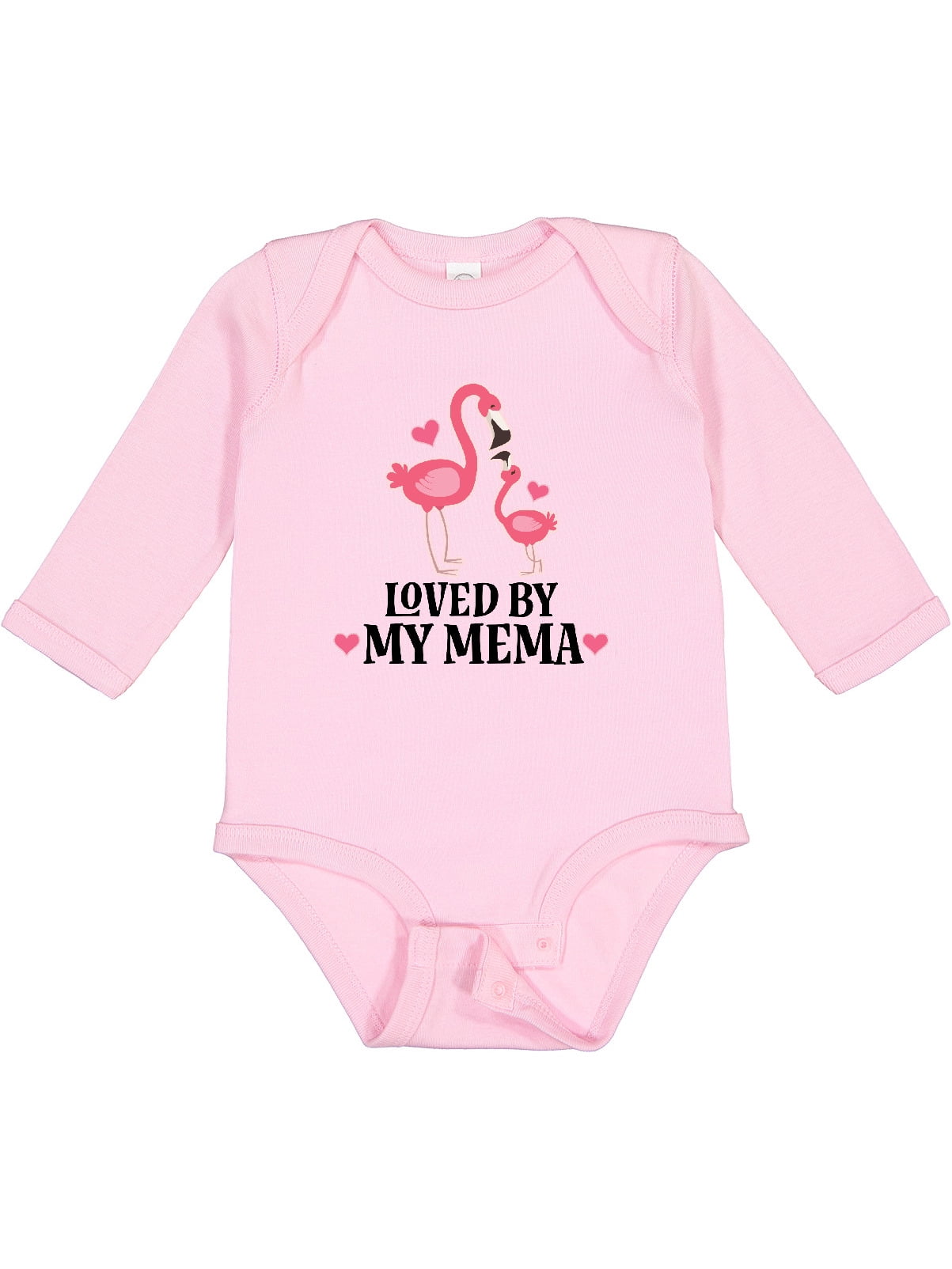 Inktastic My Mema Loves Me Flamingo Girls Long Sleeve Baby Bodysuit ...