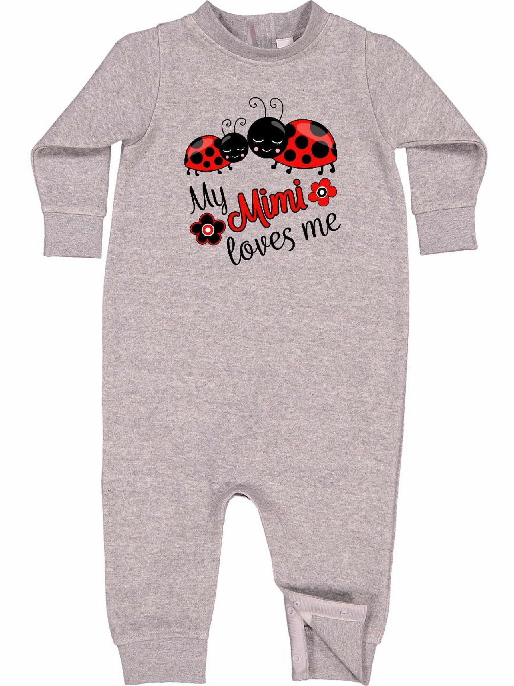 Inktastic My Mimi Loves Me with Cute Ladybugs Baby Fleece Romper ...