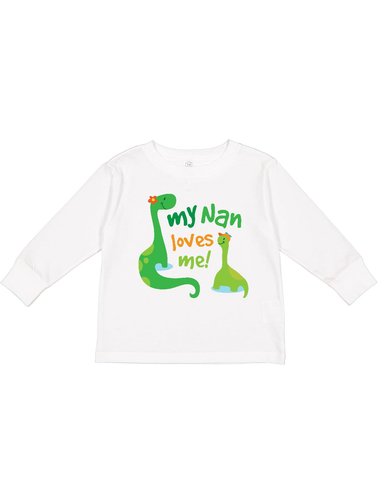 Inktastic My Nan Loves Me Grandson Dinosaur Boys Long Sleeve Toddler T ...