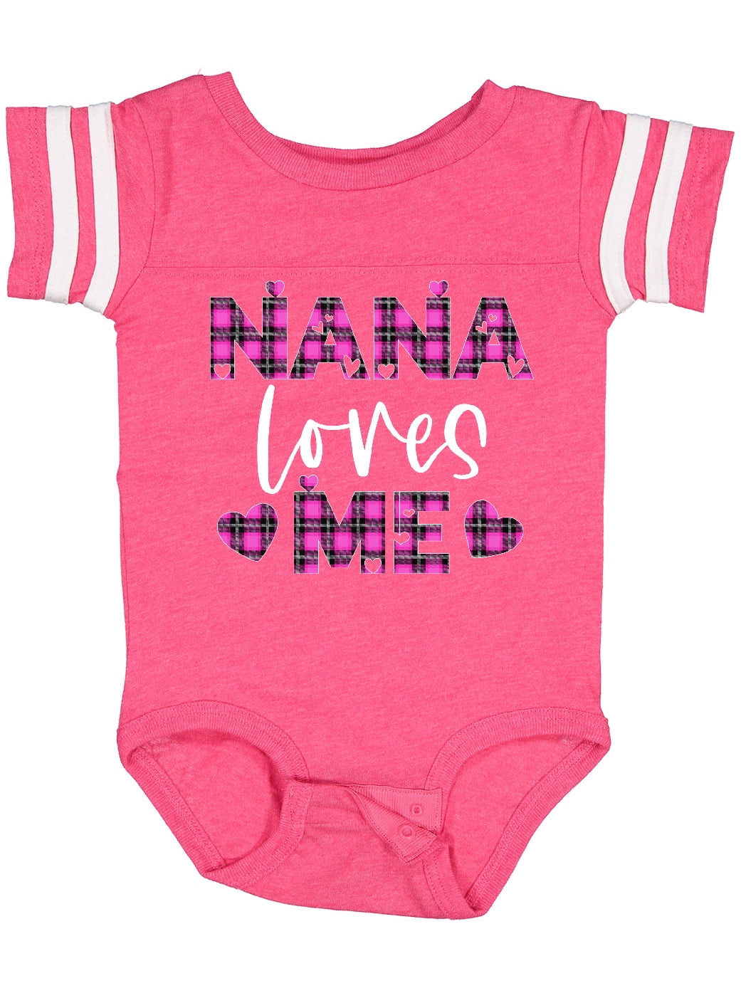 Inktastic My Nana Loves Me Hearts in Pink Plaid Boys or Girls Baby Bodysuit - Walmart.com
