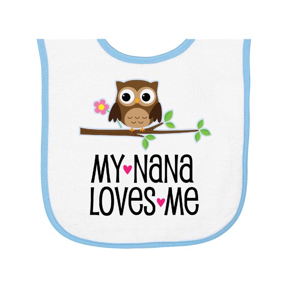 Inktastic My Nana Loves Me Owl Baby Terry Cloth Bib - Walmart.com