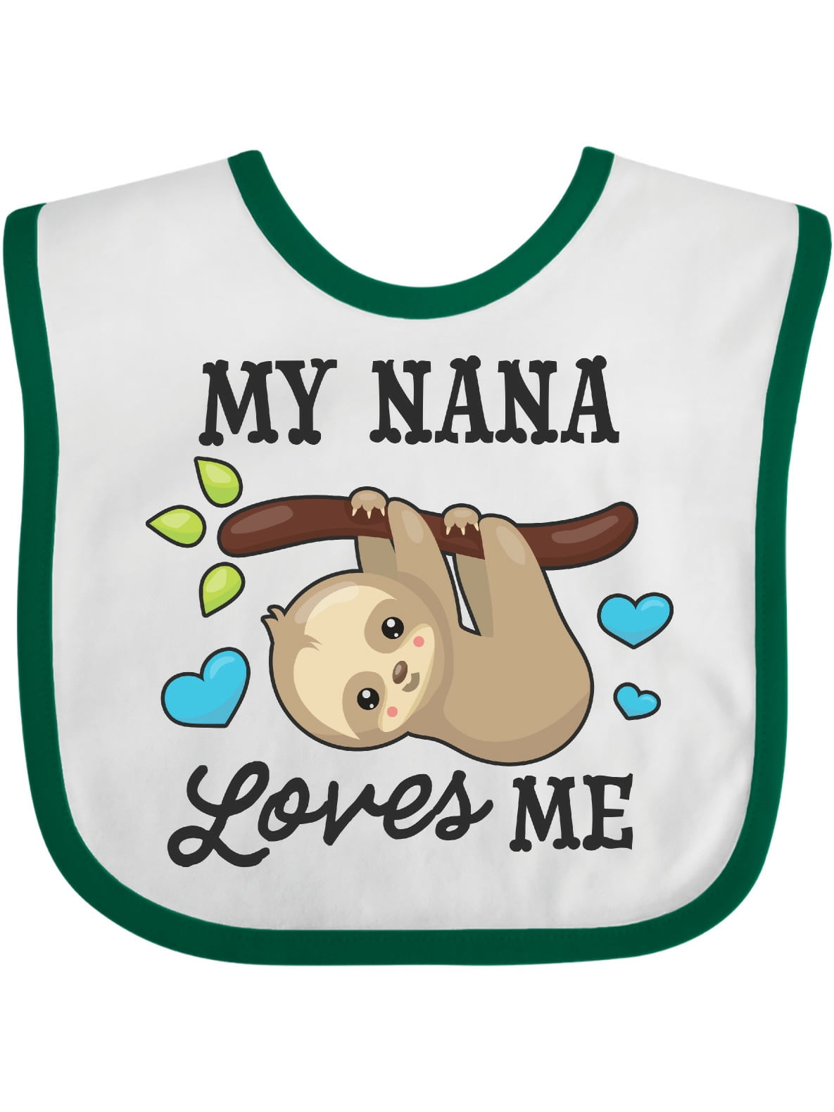 Inktastic My Nana Loves Me with Sloth and Hearts Boys or Girls Baby Bib - Walmart.com