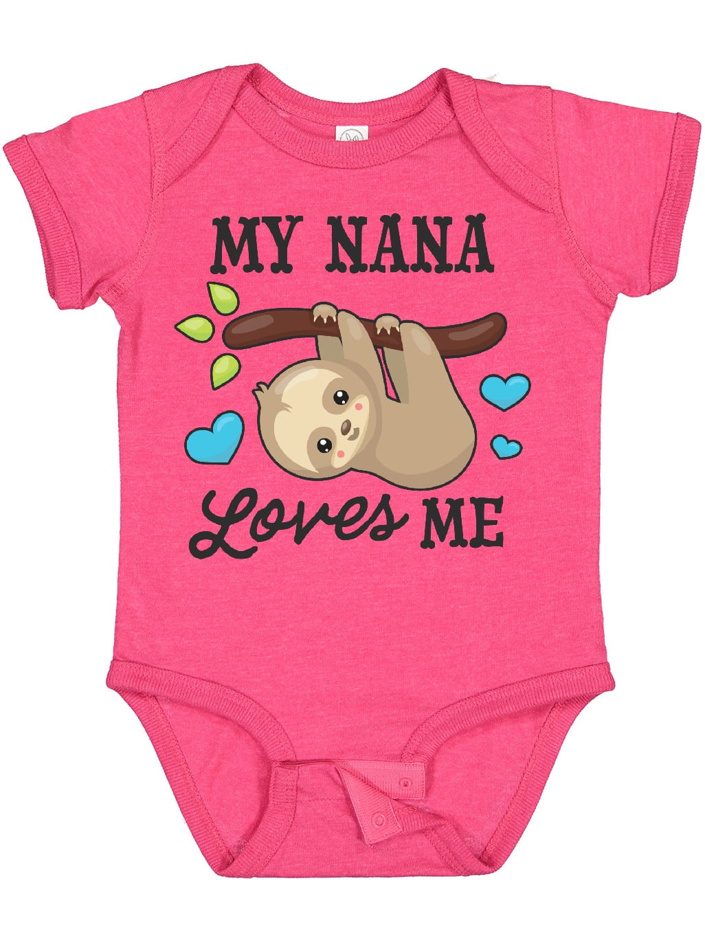 Inktastic My Nana Loves Me with Sloth and Hearts Boys or Girls Baby Bodysuit - Walmart.com