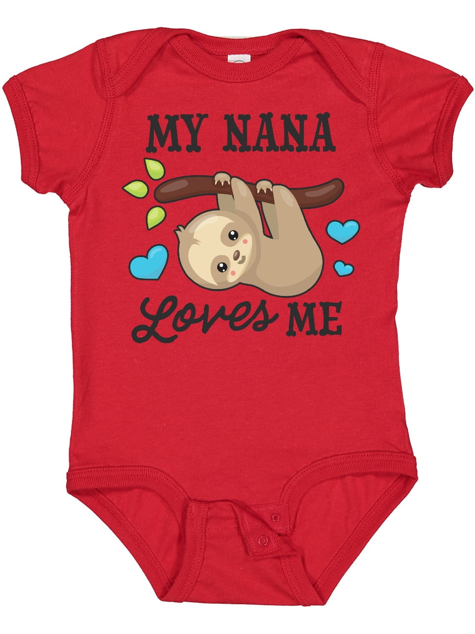 Inktastic My Nana Loves Me with Sloth and Hearts Boys or Girls Baby Bodysuit - Walmart.com