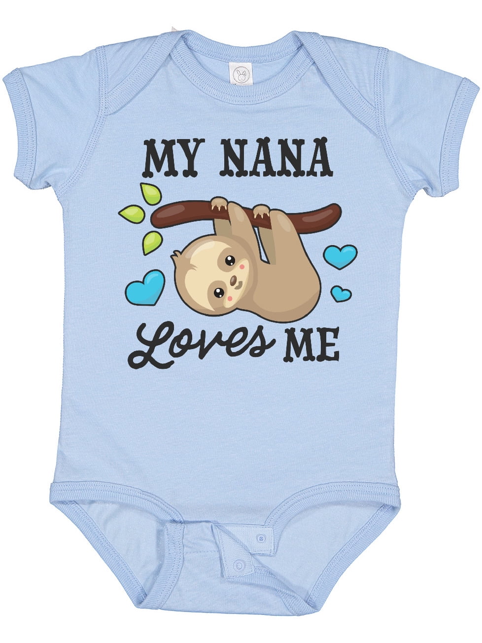 Inktastic My Nana Loves Me with Sloth and Hearts Boys or Girls Baby Bodysuit - Walmart.com