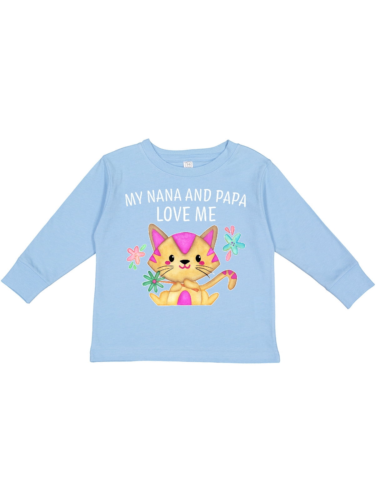 Inktastic My Nana and Papa Love Me with Cute Kitten and Flowers Boys or Girls Long Sleeve ...
