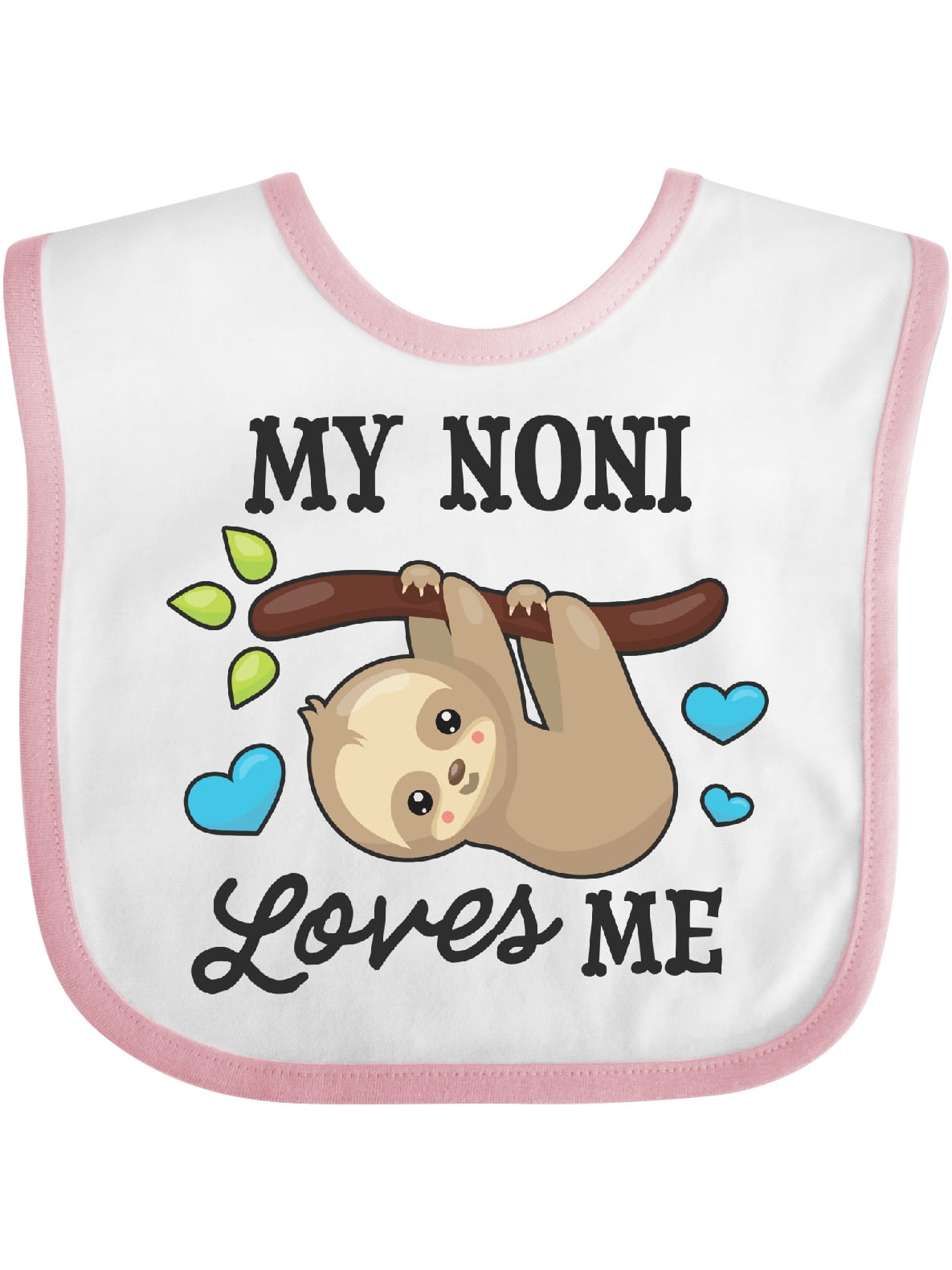 Inktastic My Noni Loves Me with Sloth and Hearts Boys or Girls Baby Bib - Walmart.com
