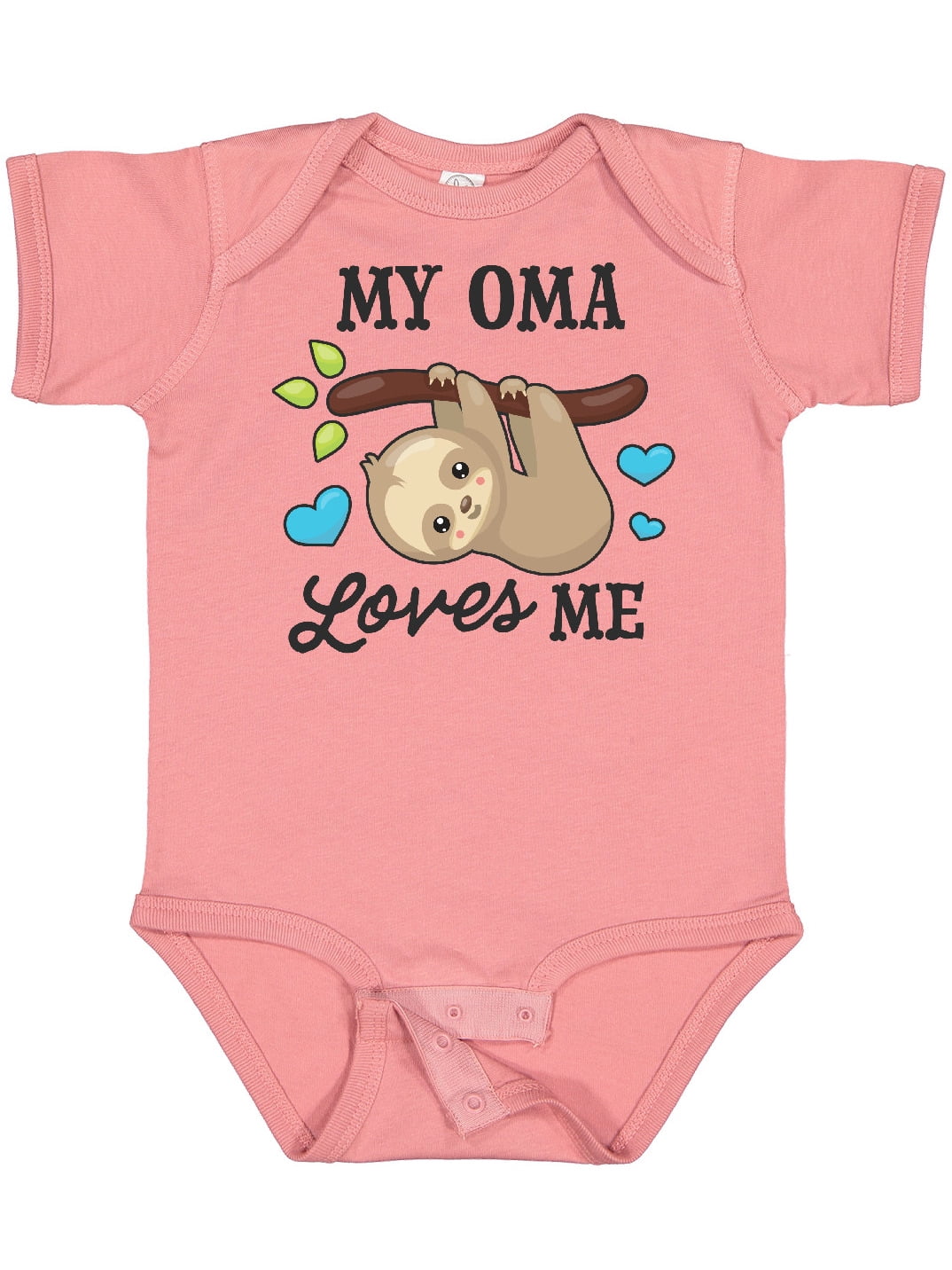 Inktastic My Oma Loves Me with Sloth and Hearts Boys or Girls Baby Bodysuit - Walmart.com