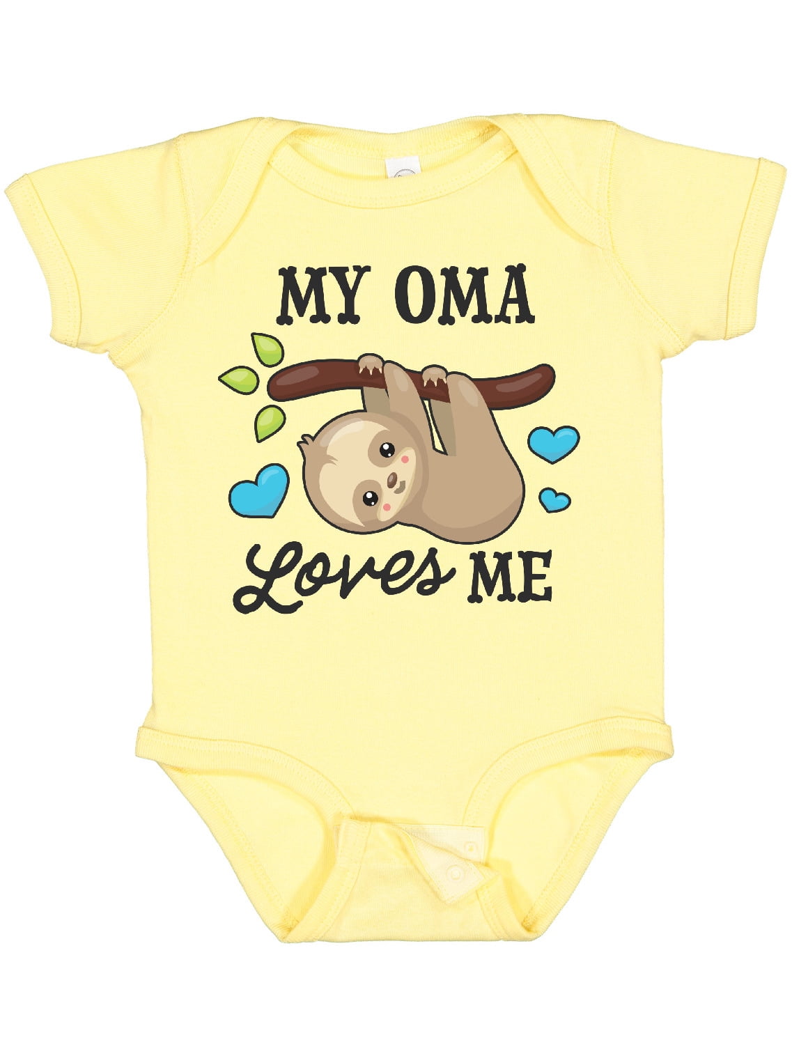 Inktastic My Oma Loves Me with Sloth and Hearts Boys or Girls Baby Bodysuit - Walmart.com