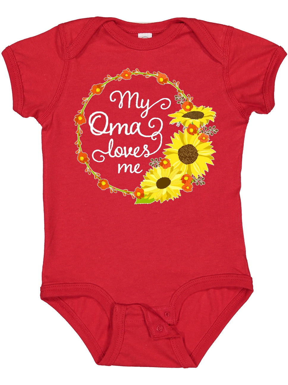 Inktastic My Oma Loves Me with Sunflower Wreath Boys or Girls Baby Bodysuit - Walmart.com