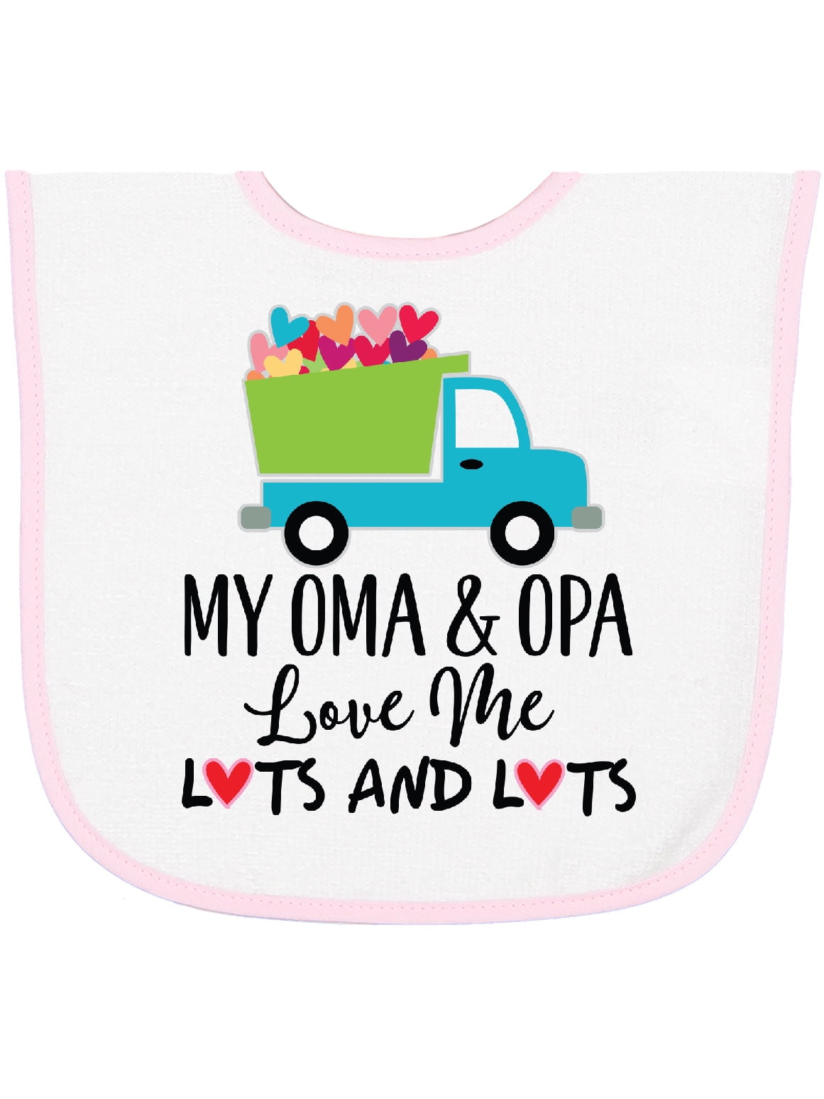 Inktastic My Oma and Opa Love Me Grandson Truck Baby Terry Cloth Bib ...