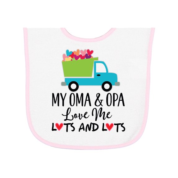 Inktastic My Oma and Opa Love Me Grandson Truck Baby Terry Cloth Bib ...