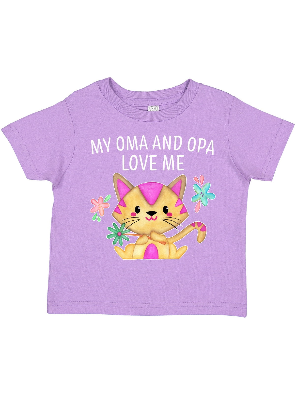 Inktastic My Oma and Opa Loves Me with Cute Kitten and Flowers Boys or Girls Toddler T-Shirt ...
