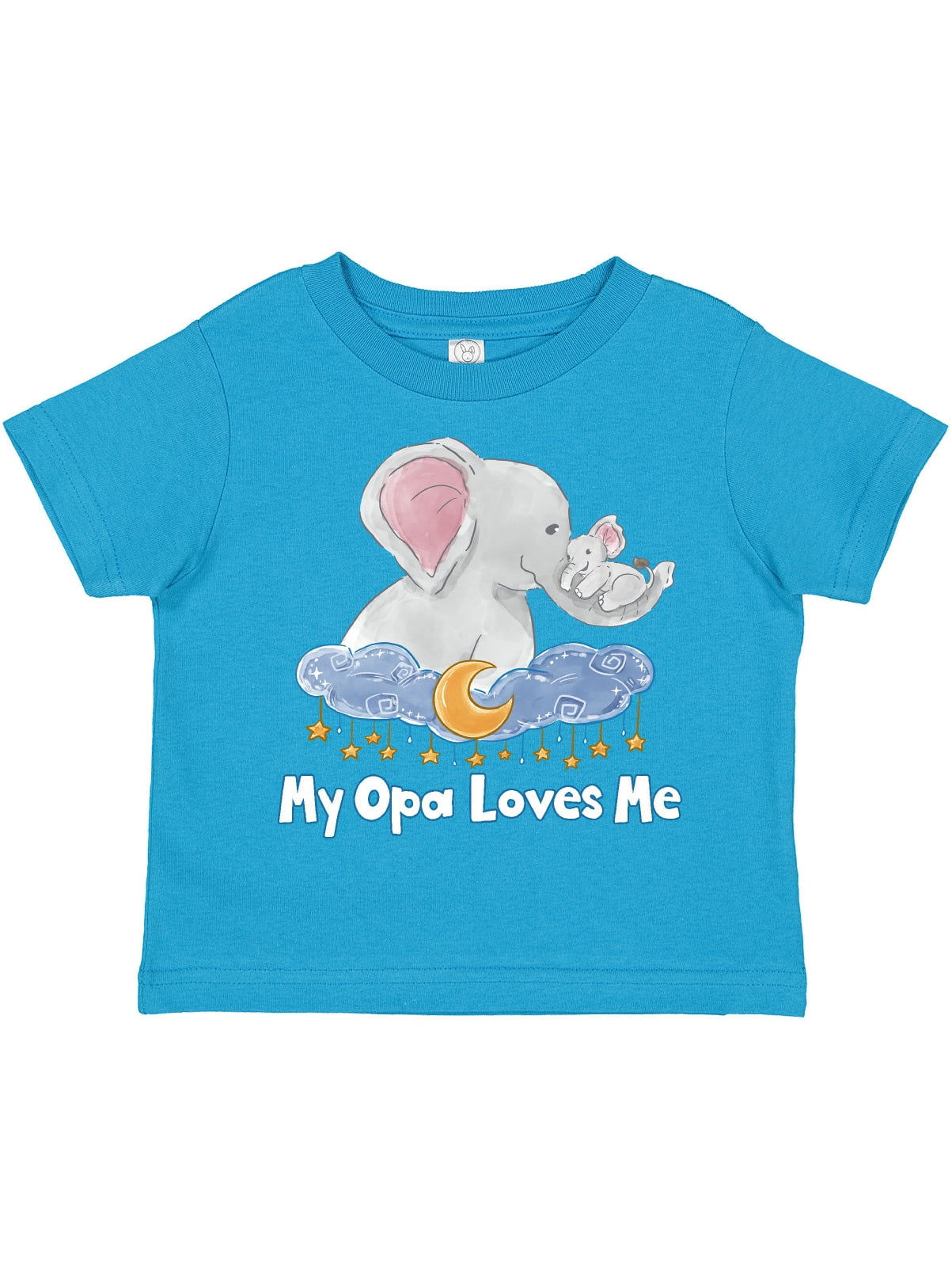 Inktastic My Opa Loves Me Cute Elephants Clouds Moon and Stars Boys or Girls Toddler T-Shirt ...
