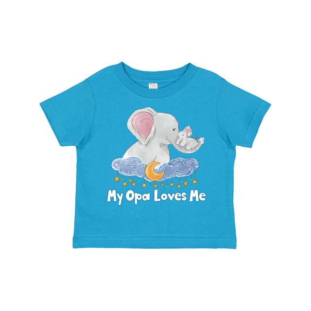 Inktastic My Opa Loves Me Cute Elephants Clouds Moon and Stars Boys or Girls Toddler T-Shirt ...