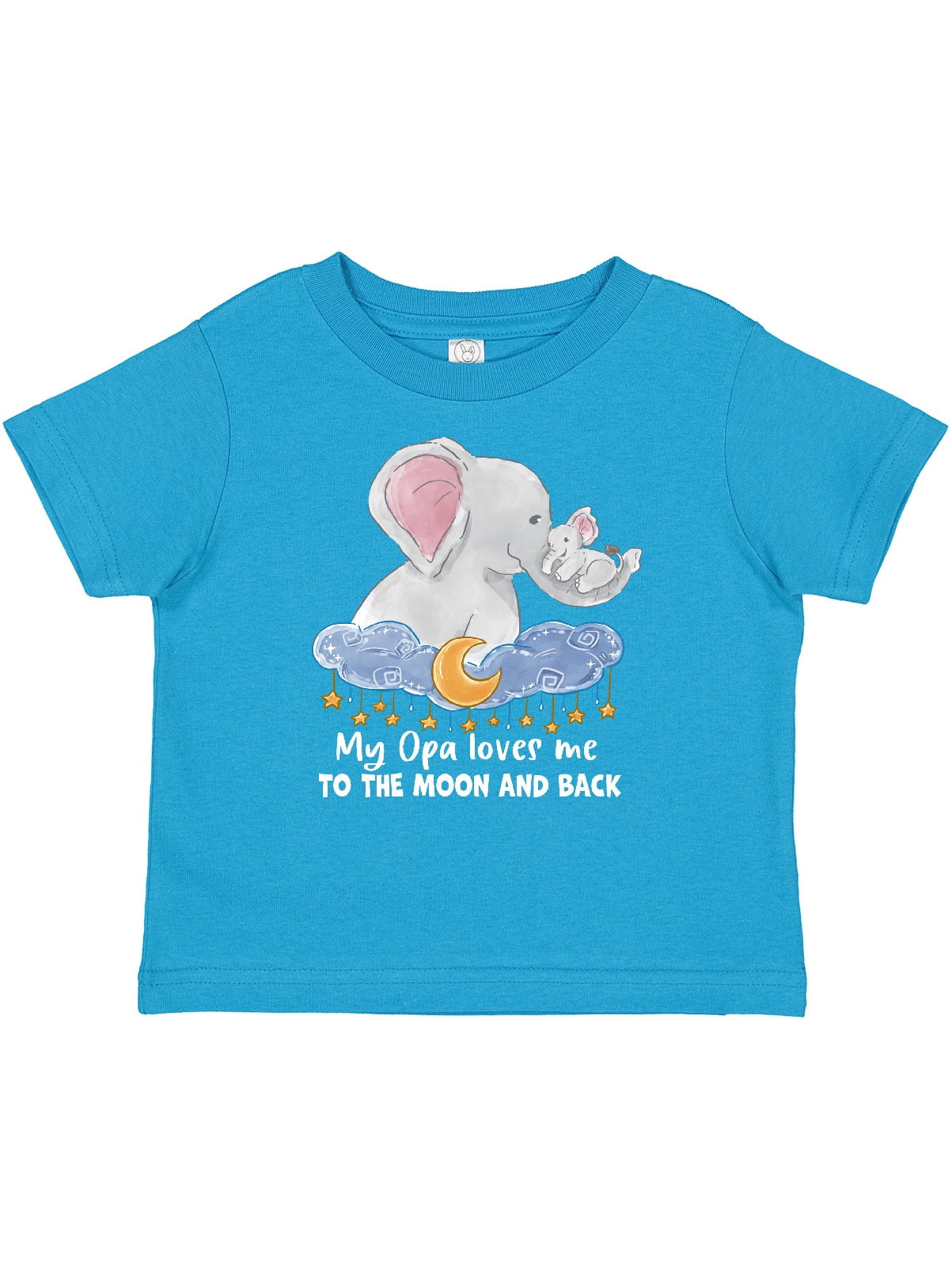 Inktastic My Opa Loves me to the Moon and Back Elephant Family Boys or Girls Baby T-Shirt ...