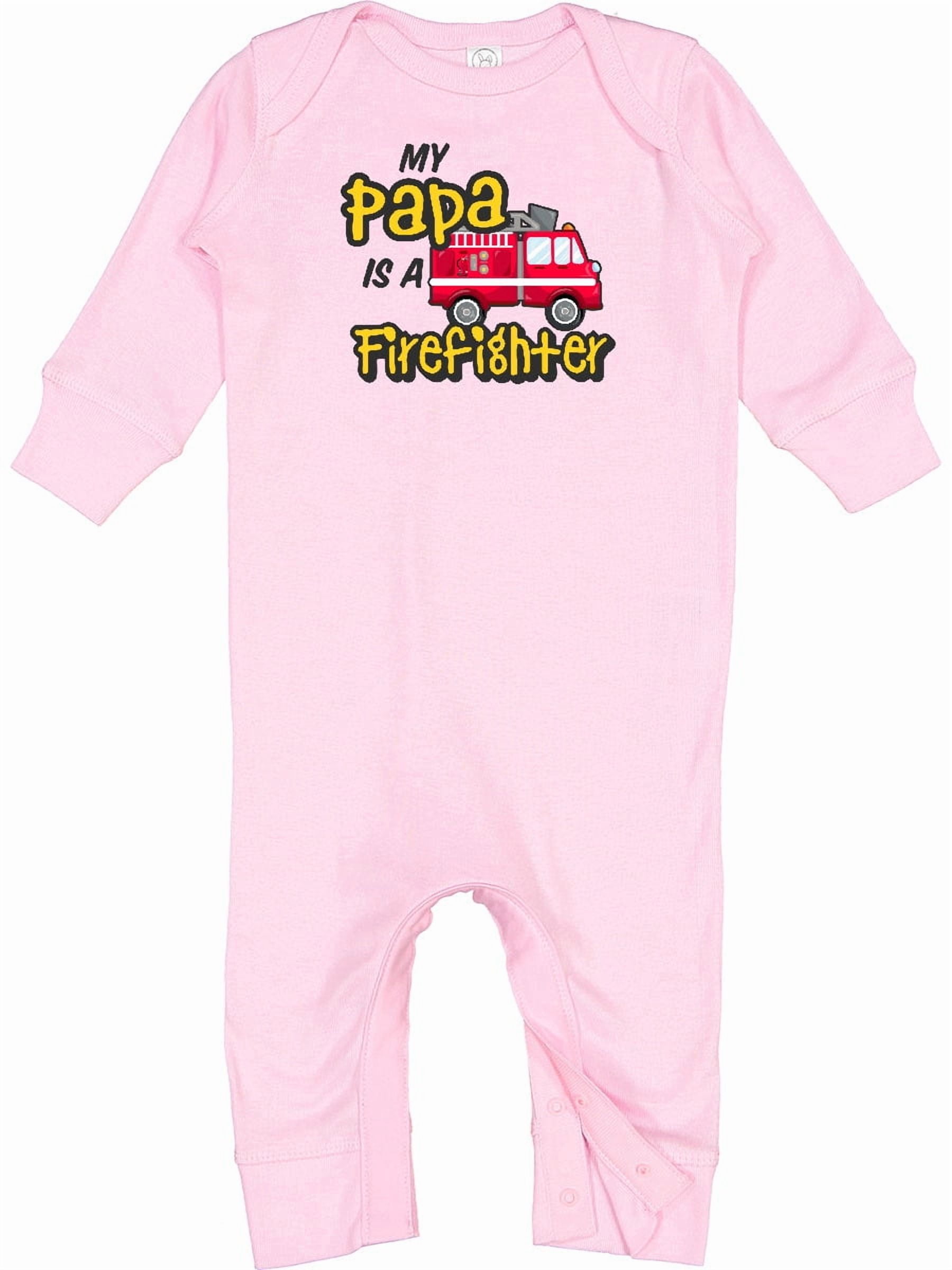 Inktastic My Papa is a Firefighter with Fire Truck Baby Romper ...