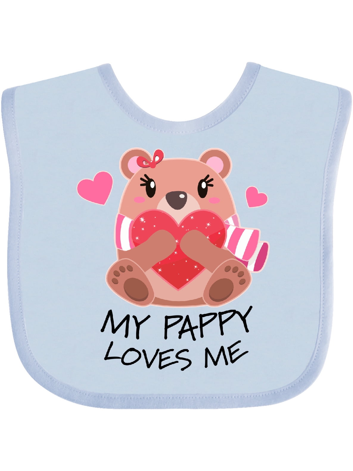 Inktastic My Pappy Loves me- bear and hearts Boys or Girls Baby Bib ...