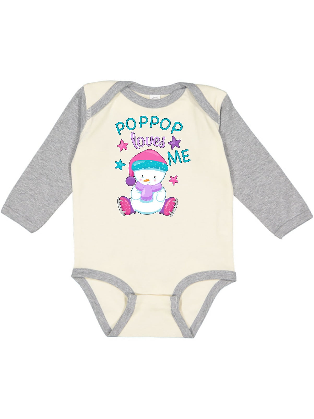 Inktastic My Pop Pop Loves Me- cute snow baby Boys or Girls Long Sleeve Baby Bodysuit - Walmart.com