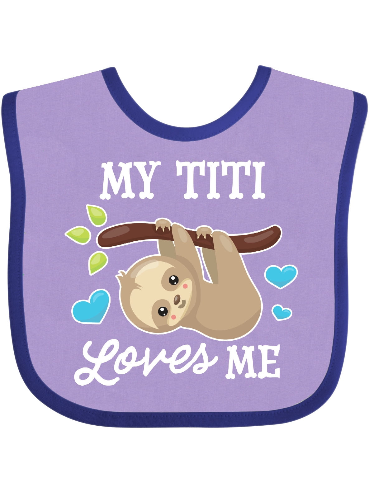 Inktastic My Titi Loves Me with Sloth and Hearts Boys or Girls Baby Bib - Walmart.com