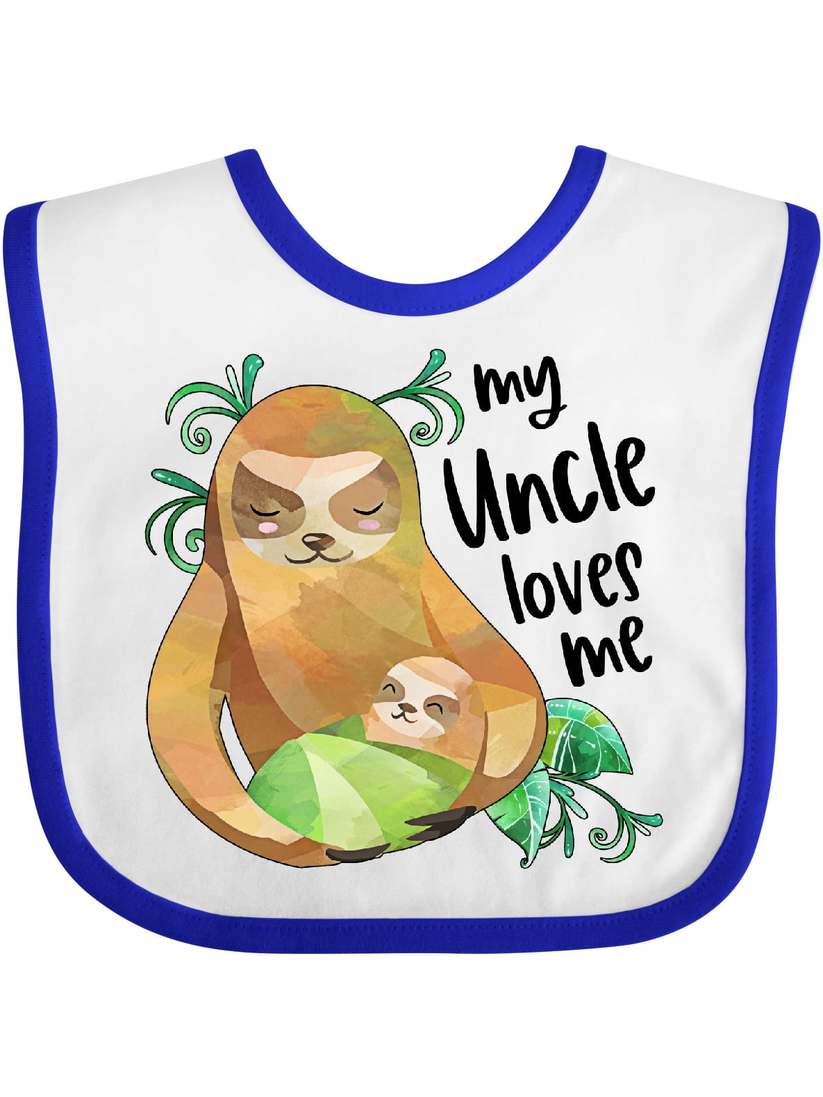 Inktastic My Uncle Loves Me- Cute Sloth and Baby Boys or Girls Baby Bib - Walmart.com
