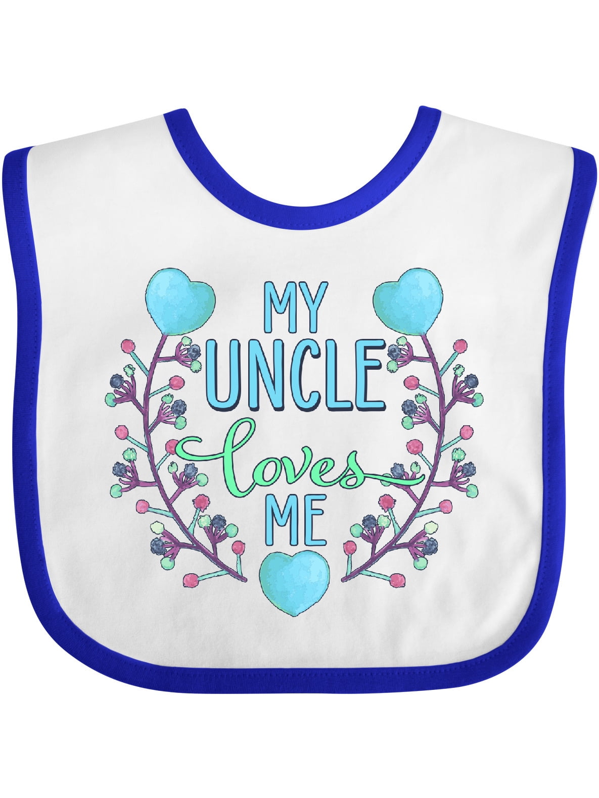 Inktastic My Uncle Loves Me with Flowers and Hearts Boys or Girls Baby Bib - Walmart.com