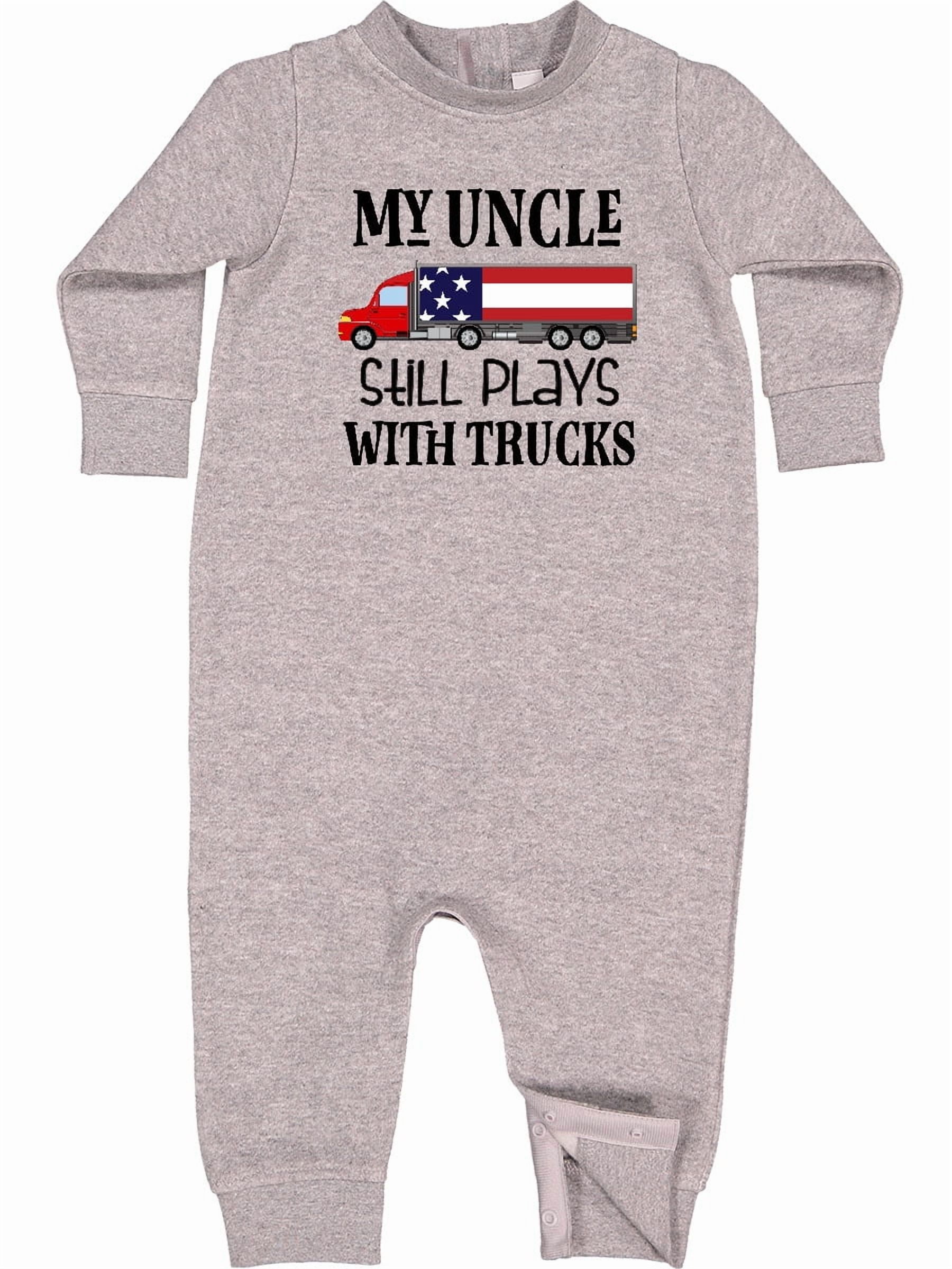 Inktastic My Uncle Still Plays with Trucks Baby Fleece Romper - Walmart.com