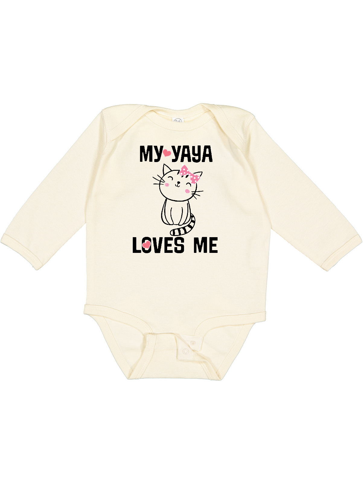 Inktastic My Yaya Loves Me Girls Girls Long Sleeve Baby Bodysuit ...